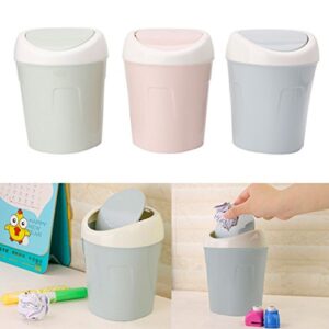 Beerty Mini Desktop Garbage Can Waste Basket Lightweight Trash Can with Lid Dustbin Container Box for Home Office Kitchen(Blue)