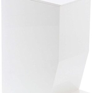 Small Sleek Sanitary Trash Can with Pedal, Rubbish Bin Receptacle Waste Disposal, for Office Home Bathroom Toilet, White