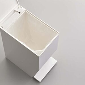 Small Sleek Sanitary Trash Can with Pedal, Rubbish Bin Receptacle Waste Disposal, for Office Home Bathroom Toilet, White