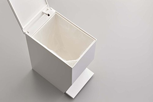 Small Sleek Sanitary Trash Can with Pedal, Rubbish Bin Receptacle Waste Disposal, for Office Home Bathroom Toilet, White