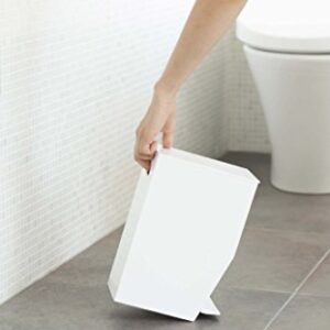 Small Sleek Sanitary Trash Can with Pedal, Rubbish Bin Receptacle Waste Disposal, for Office Home Bathroom Toilet, White