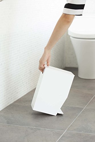 Small Sleek Sanitary Trash Can with Pedal, Rubbish Bin Receptacle Waste Disposal, for Office Home Bathroom Toilet, White