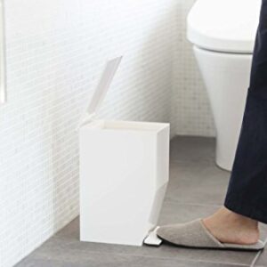 Small Sleek Sanitary Trash Can with Pedal, Rubbish Bin Receptacle Waste Disposal, for Office Home Bathroom Toilet, White