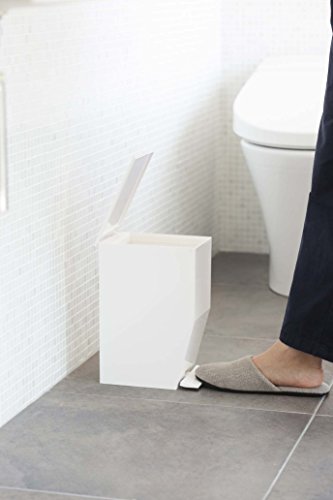 Small Sleek Sanitary Trash Can with Pedal, Rubbish Bin Receptacle Waste Disposal, for Office Home Bathroom Toilet, White