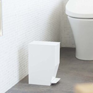 Small Sleek Sanitary Trash Can with Pedal, Rubbish Bin Receptacle Waste Disposal, for Office Home Bathroom Toilet, White