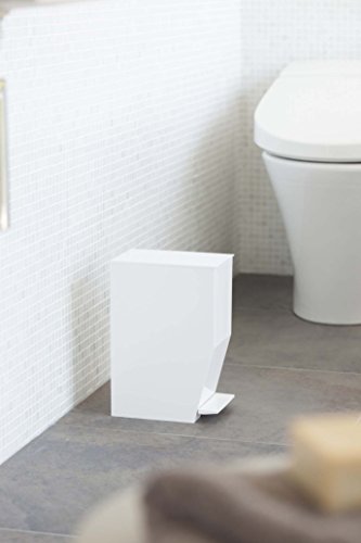 Small Sleek Sanitary Trash Can with Pedal, Rubbish Bin Receptacle Waste Disposal, for Office Home Bathroom Toilet, White