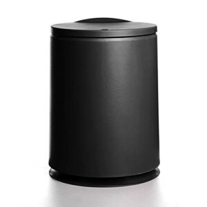 hanamya 10 liter / 2.6 gallon cylindrical trash can with press top lid, round garbage bin, for home, office, bathroom, black