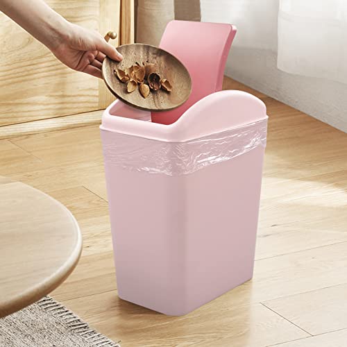 Parlynies 4.5 Gallon Pink Plastic Waste Can, Kitchen Garbage Can with Swing Lid, 1 Pack