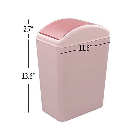 Parlynies 4.5 Gallon Pink Plastic Waste Can, Kitchen Garbage Can with Swing Lid, 1 Pack