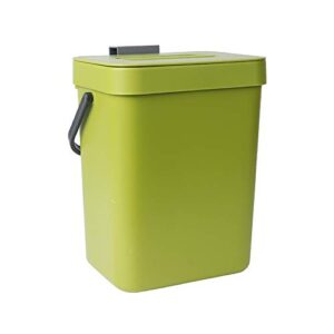 vigind hanging small trash can with lid under sink for kitchen, 5 l/ 1.3 gallons plastic waste basket,food waste bin,kitchen compost bin for counter top,bathroom/office (green)