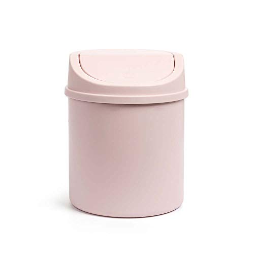 Modern Plastic Mini Wastebasket Trash Can for Office Desktop Coffee Table Kitchen,Colorful Plastic Trash with Swing-Top Lid,6.7x5.1''(Grey)