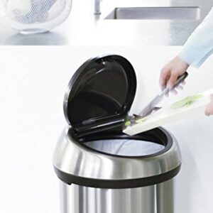 Brabantia 16 Gallon Large Kitchen Touch Top Trash Can (Matt Black) Removable Lid, Soft-Touch Open Garbage Can