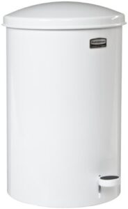 rubbermaid commercial fgst35eplwh the defenders steel step trash can with plastic liner, 3.5-gallon, white