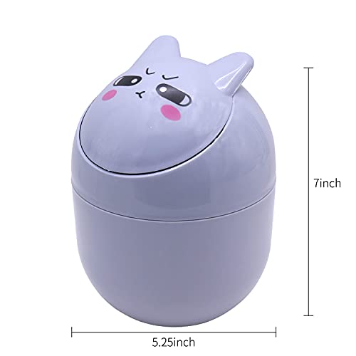 ScutPrime Can for Office Desktop Coffee Table Kitchen Small Garbage Can Cute Plastic Trash Can Shake Cover Bucket