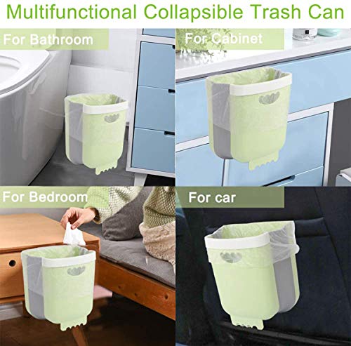 Kitchen Hanging Trash Can,Collapsible Small Garbage Bin for Kitchen Cabinet Cupboard Door, Portable Folding Home Outdoor Plastic Waste Container - 10 L / 2.6 Gallon (Green) (Green)