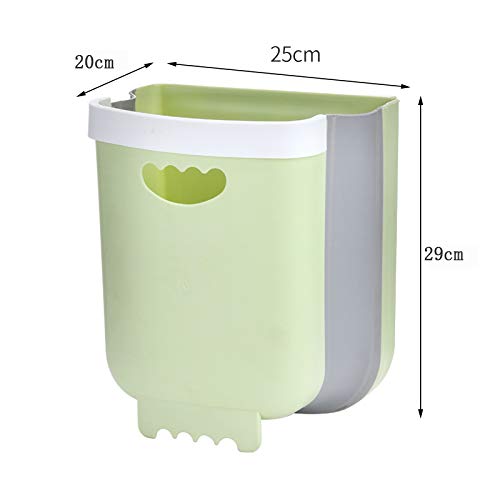 Kitchen Hanging Trash Can,Collapsible Small Garbage Bin for Kitchen Cabinet Cupboard Door, Portable Folding Home Outdoor Plastic Waste Container - 10 L / 2.6 Gallon (Green) (Green)