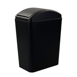 pekky 16 l plastic kitchen trash can with swing lid, black garbage bin