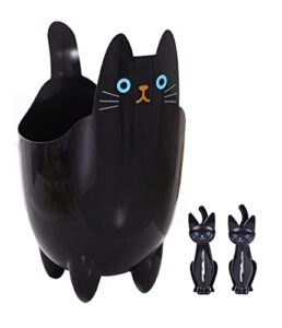 123arts cartoon cat shape abs table bathroom trash can storage bucket with cat clips