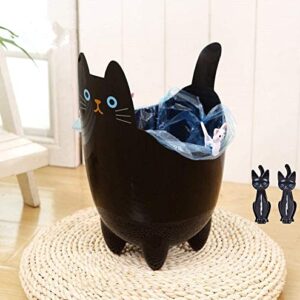 123Arts Cartoon Cat Shape ABS Table Bathroom Trash Can Storage Bucket with Cat Clips