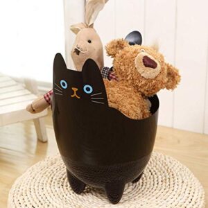 123Arts Cartoon Cat Shape ABS Table Bathroom Trash Can Storage Bucket with Cat Clips