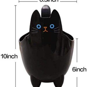 123Arts Cartoon Cat Shape ABS Table Bathroom Trash Can Storage Bucket with Cat Clips