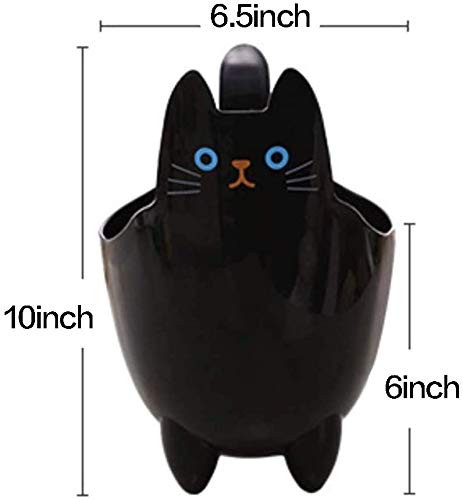 123Arts Cartoon Cat Shape ABS Table Bathroom Trash Can Storage Bucket with Cat Clips