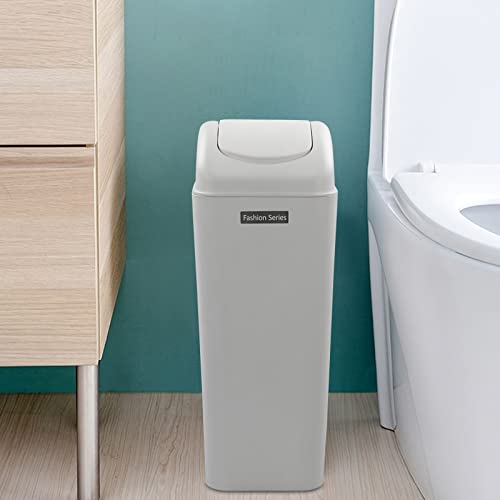 Utiao Slim Plastic Garbage Bin, 14 L Swing Trash Cans for Kitchen, Office, Bathroom