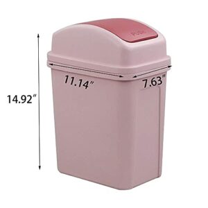 Minekkyes 3 Gallon Plastic Garbage Can, Kitchen Trash Can with Swing Lid, Pink