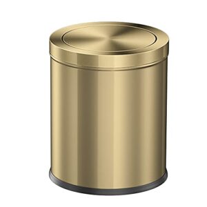 stainless steel trash can,bathroom garbage can with lid，small trash can with flipping lid, 4gallon,garbage cans for kitchen，living room. metallic gold (singer) (gold)