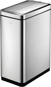 eko deluxe phantom 45 liter / 11.8 gallon touchless motion sensor trash can, 50 liter vertical, brushed stainless steel finish