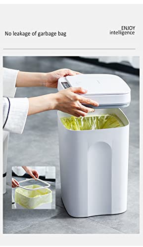 Smart Trash Can 3-Mode Low Noise Automatic Dustbin Touchless Infrared Vibration Motion Sensor Waste Basket Eco-Friendly Electric Garbage Dispenser Best Choice for Kitchen Bathroom Office 3.7Gal/14L