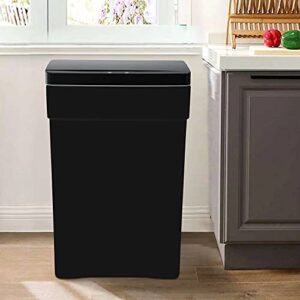 cl.store 13 gallon trash can garbage can automatic sensor plastic kitchen trash can 50 liter high-capacity touch free trash garbage can bathroom waste basket garbage can trash bin, black