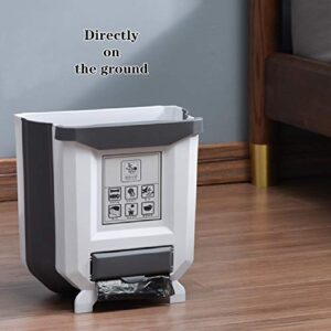 Hanging Trash Can for Kitchen Cabinet Door 2.4 Gallon Kitchen Collapsible Trash Can Small Compact Garbage Can Attached to Cabinet Car Bedroom Bathroom