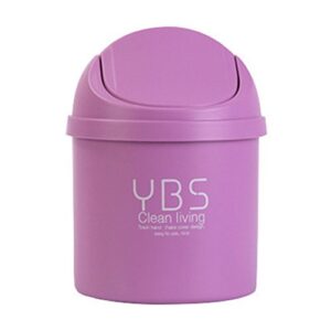 litymitzromq durable household kitchen trash can,creative desktop mini trash can covered kitchen living room desk trash box purple