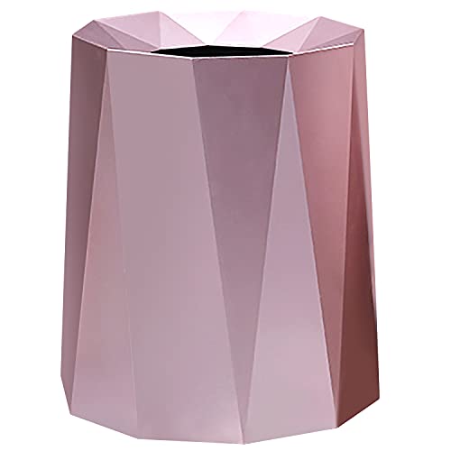 Luxurious Nordic Trash Can - Open Top Geometric Garbage Can - Double Barrel Trash Bin - Waste Basket w/ Removable Plastic Bin - Living Room, Bedroom, Bathroom Trash Can - 8L/2.1Gal Garbage Bin, Rose Gold