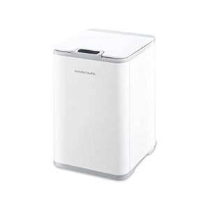 ninestars dzt-10-35 2.6 gal / 10l, white plastic, square shape, motion sensor trash can