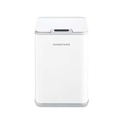 Ninestars DZT-10-35 2.6 Gal / 10L, White Plastic, Square Shape, Motion Sensor Trash Can