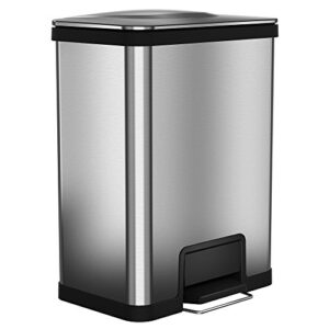 halo AirStep 13 Gallon Kitchen Trash Can – Stainless Steel Step Trash Can with Deodorizer – Replaceable Air Damper - Silent and Gentle Lid Close - TR13SS