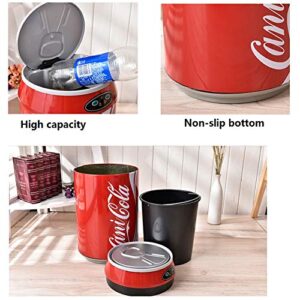 Trash Can with Lid Stainless Can Round Coke Can Stylish Home Living Room Automatic Induction Electronic Smart Trash Can (Red)