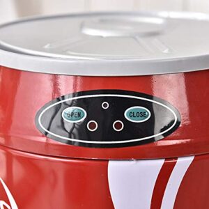 Trash Can with Lid Stainless Can Round Coke Can Stylish Home Living Room Automatic Induction Electronic Smart Trash Can (Red)