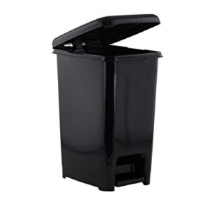 Superio Slim Step On Pedal Plastic Trash Can, Waste Bin for Under Desk, Office, Bedroom, Bathroom, Kitchen (2.5 gal) (Black)