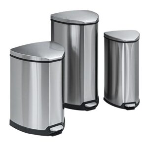 safco products stainless step-on trash can, 4-gallon, stainless steel