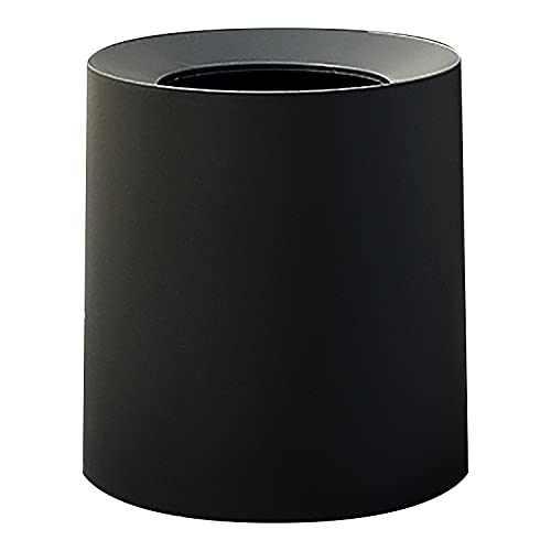 Modern Round Waste Basket - 3.2Gal/12.1L Open Top Trash Bin - Black Garbage Can with Removable Plastic Bin Liner - Touchless Bathroom Garbage Can or Trash Can for Kitchen - Minimalist Office Trash Can