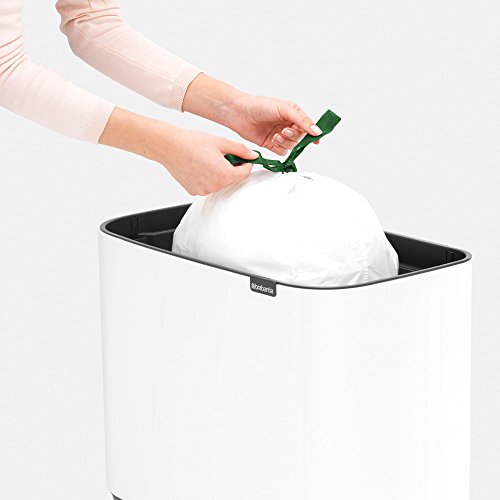 Brabantia Bo Touch Top Trash Waste/Recycling Garbage Can, 1 Inner Bucket (9.5 Gal), White