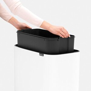 Brabantia Bo Touch Top Trash Waste/Recycling Garbage Can, 1 Inner Bucket (9.5 Gal), White