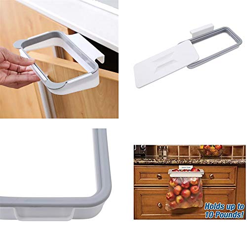 LARATH Plastic Hanging Trash Bag Holder Small Cabinet Kitchen Cupboard Door Garbage Storage Rack Can with Lid,1 Pcs