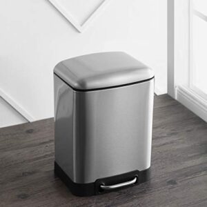 happimess HPM1008A Ashley Rectangular 8-Gallon Trash Can with Soft-Close Lid with Free Mini Trash Can, No Slamming, Fingerprint-Proof, Large: 7.9 Gallons, Small: 1.6 Gallons, Stainless Steel