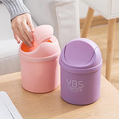 Ochine Mini Trash Can Garbage Can Bin Mini Waste Can with Swing Lid Car Trash Can Small Wastebasket Desk Countertop Dustbin Garbage Organizer Storage for Home Office Kitchen Bathroom Bedroom