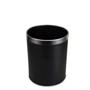 wuhe trash bins black stainless steel trash can,touchless,for bedroom/living room/office,thickened,open top trash can,wastebasket,garbage container bin trash can pretty