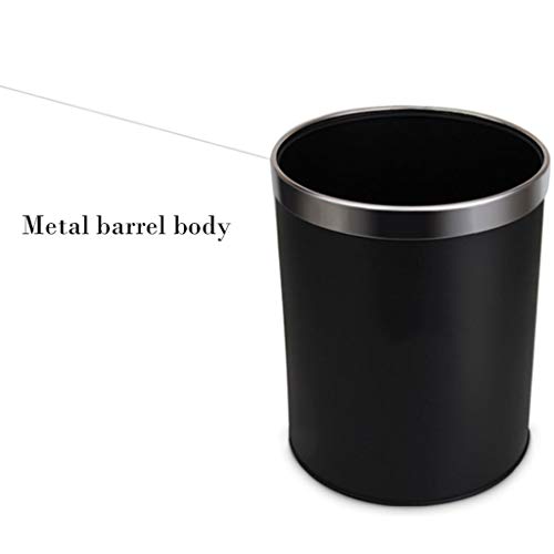 WUHE Trash Bins Black Stainless Steel Trash Can,touchless,for Bedroom/Living Room/Office,Thickened,Open Top Trash Can,Wastebasket,Garbage Container Bin Trash can Pretty